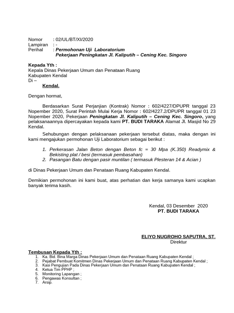 SURAT LAB BUDI TARAKA | PDF