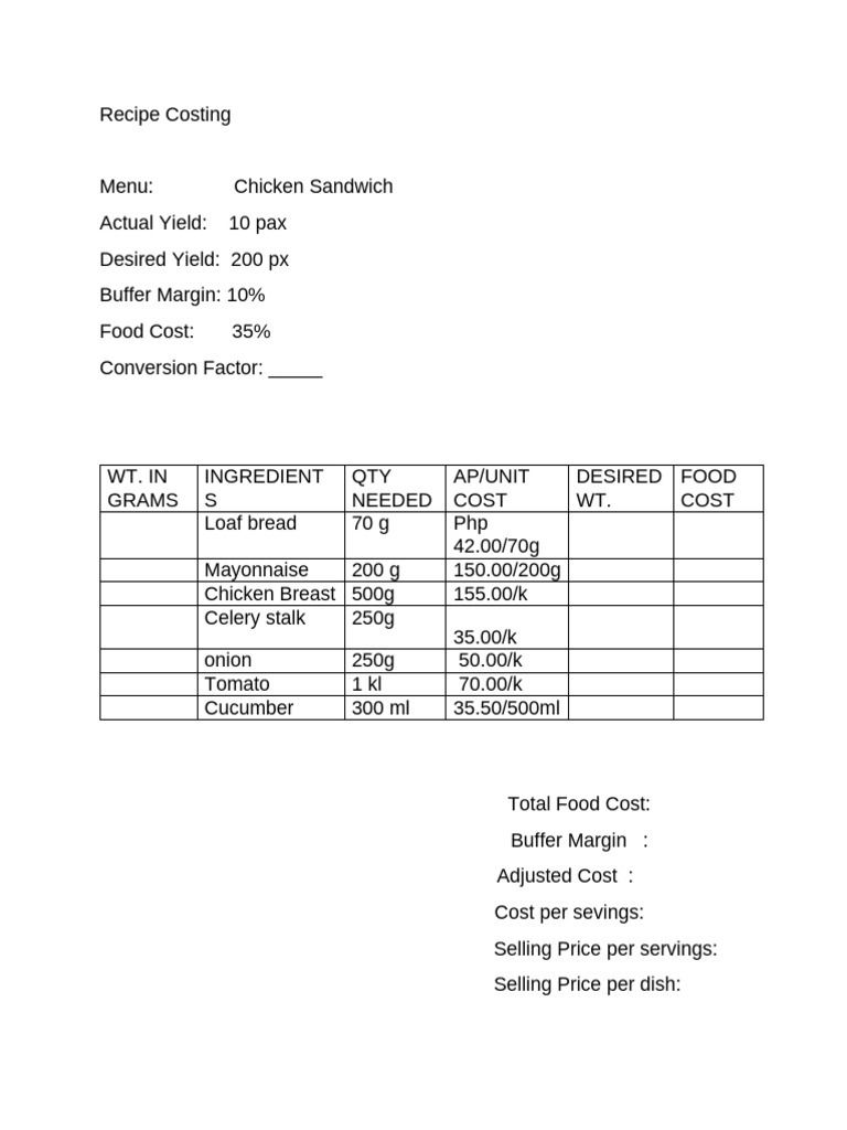 Example Costing | PDF
