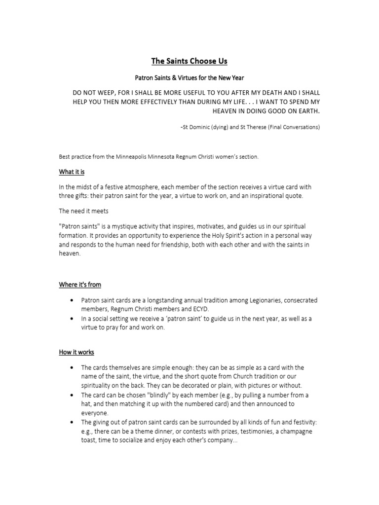 The-Saints-Choose-Us-RC-Virtue-Card-best-practice | PDF