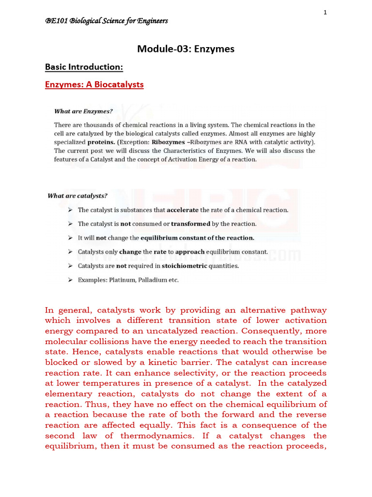 Module_3_Enzyme_1 | PDF | Catalysis | Enzyme