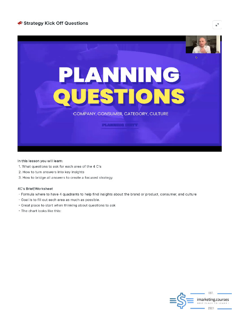 02-Strategy Kick Off Questions | PDF | Brand | Marketing