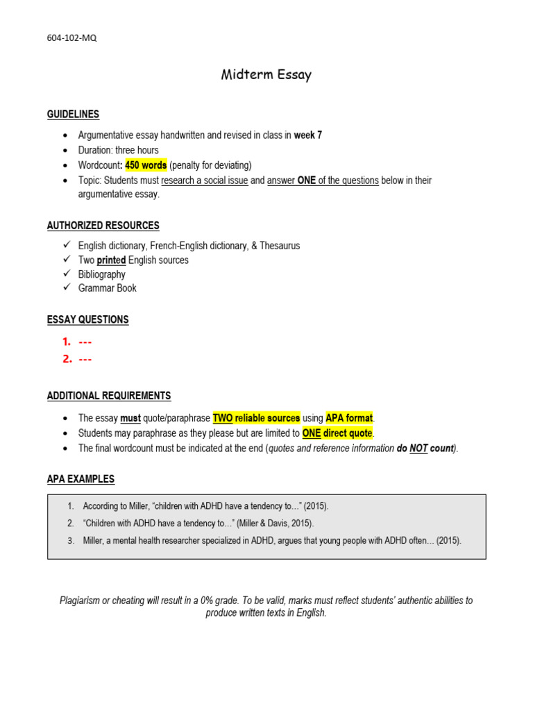 102 Week 6 Essay Instructions-1 | PDF | English Language | Essays