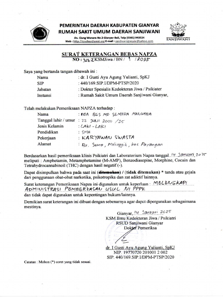 Surat Bebas Napza | PDF