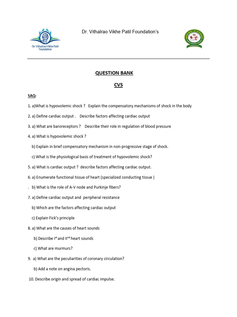 Q. Bank For MBBS Students - Dept | PDF | Heart | Action Potential
