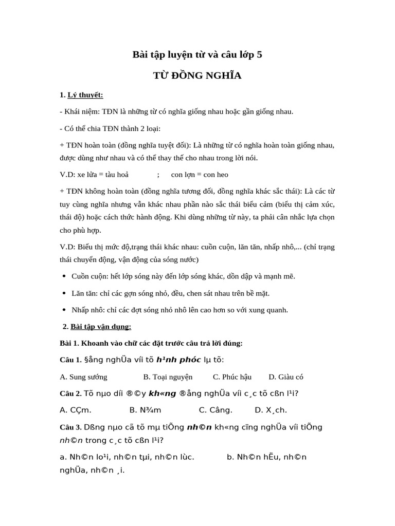 bai-tap-ve-tu-dong-nghia | PDF