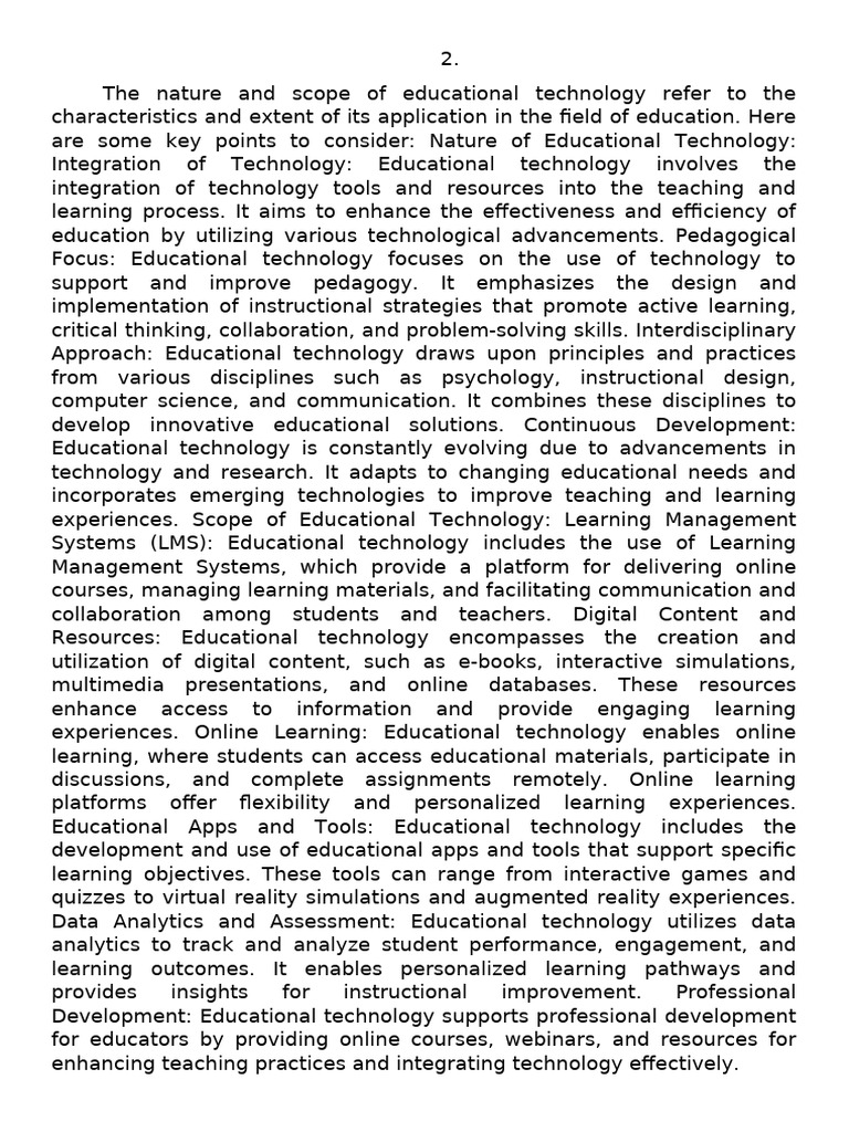 Nature and Scope of Educational Technology | PDF | Educational Technology | Learning