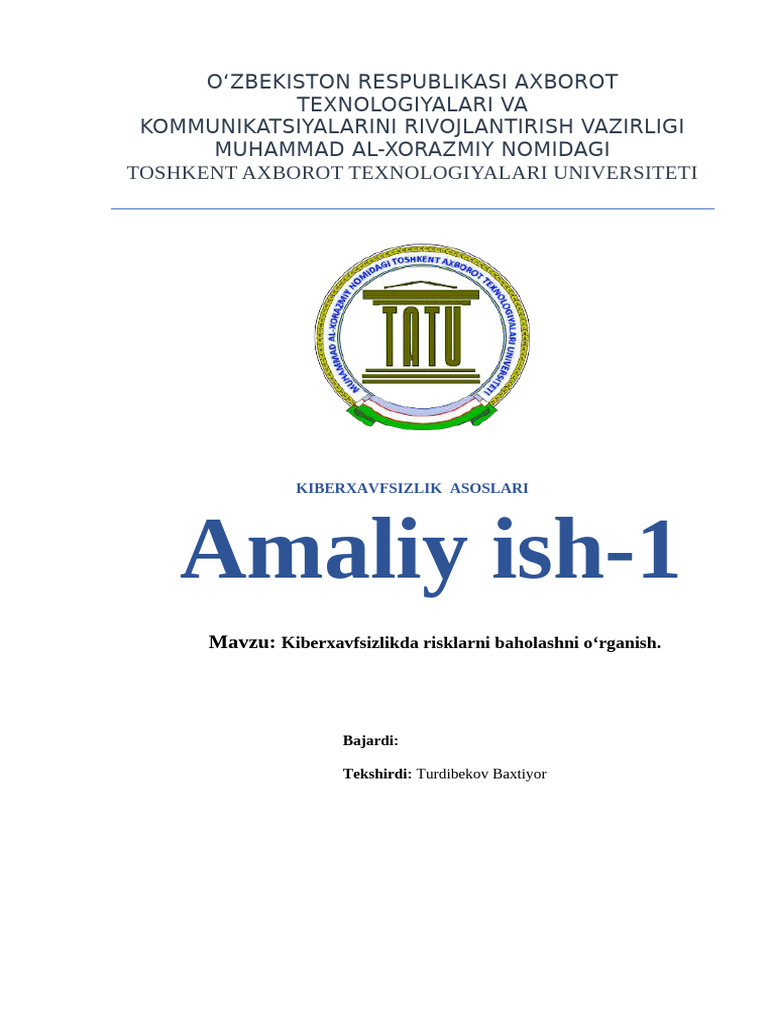 Amaliy Ish 1 | PDF