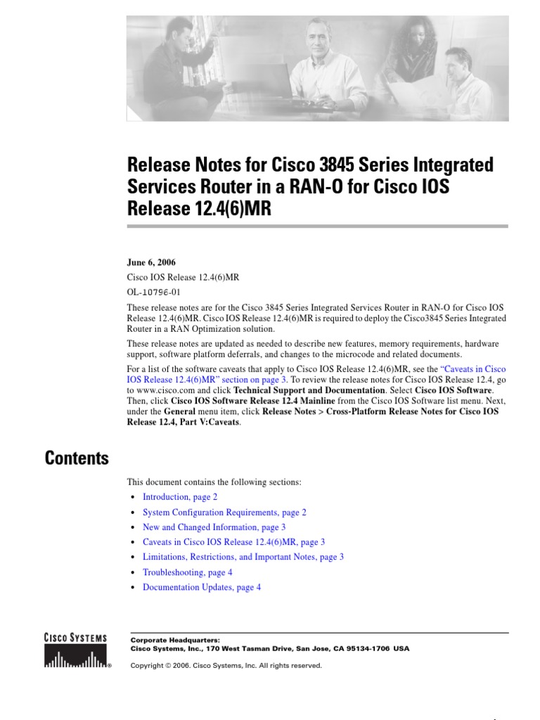 Cisco 3845 Series Integrated Services Router IOS Relase 12.4 (6) MR ...