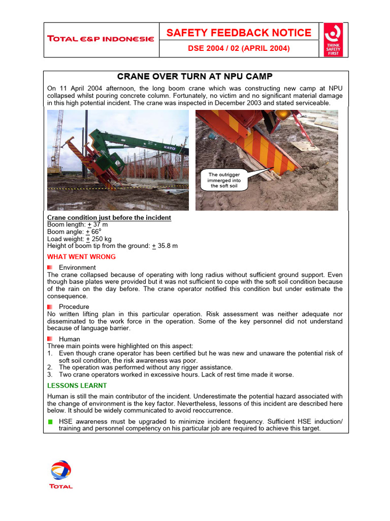 Crane Overturn - NPU Camp DSE 2004-02 | PDF | Crane (Machine) | Risk