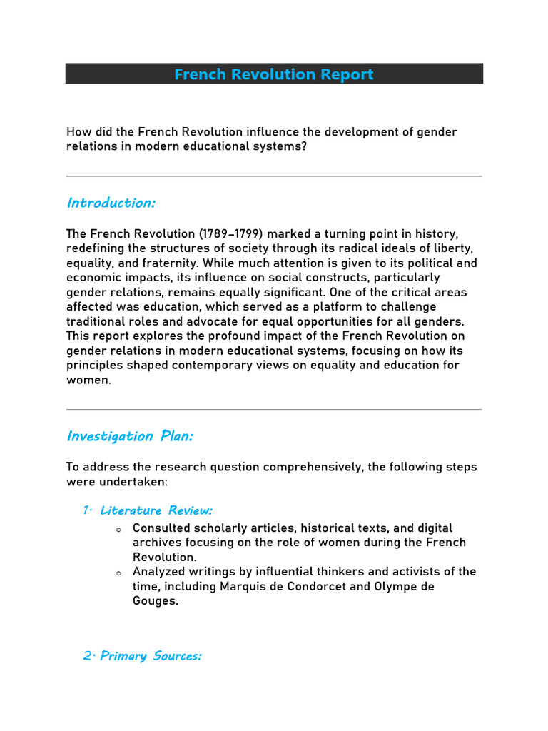 French Revolution's Impact on Gender Education | PDF | French ...