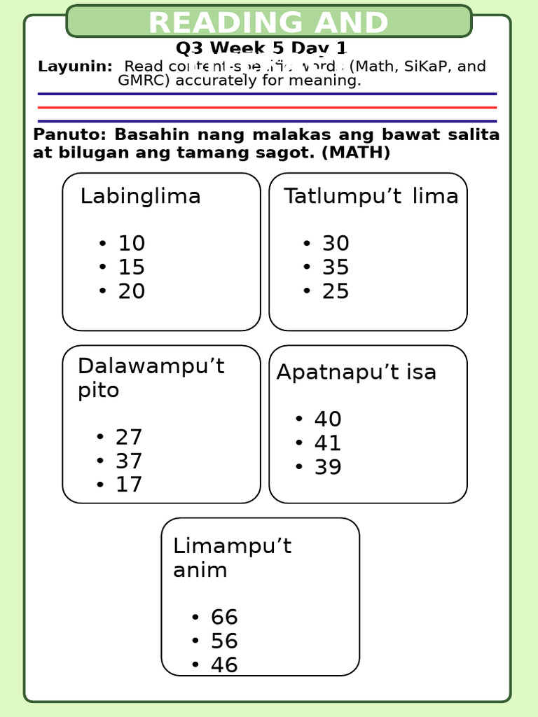 q3 Reading and Literacy Worksheet Week 5 | PDF