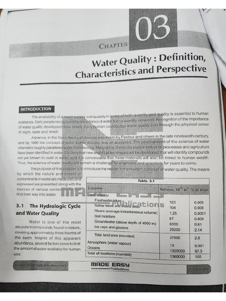 WATER QUALITY DEFINITION CHARACTERISTICS AND PERSPECTIVE-1 | PDF