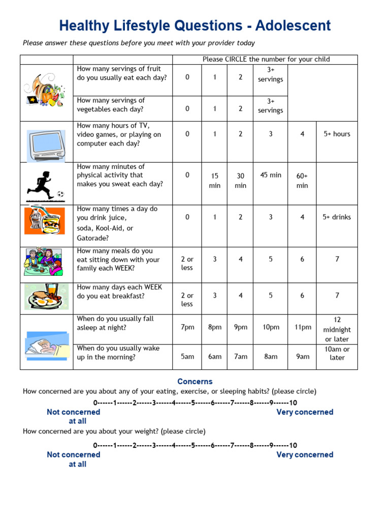 Adolescent Healthy Lifestyle Survey | PDF | Determinants Of Health ...