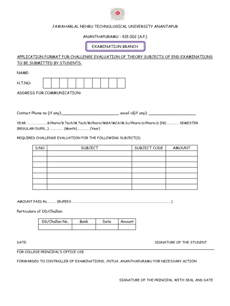 5.Application Form for Challenge Evaluation | PDF