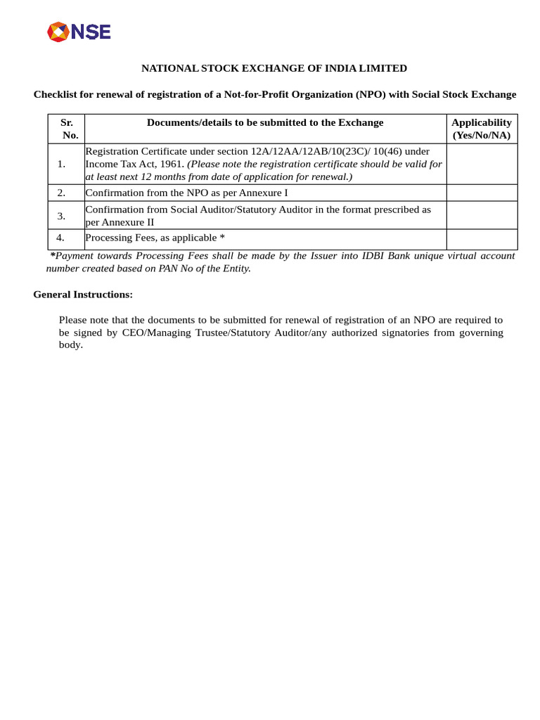NPO Registration Renewal Checklist | PDF