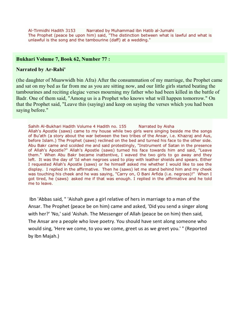 Playing The Daff Is Allowed in Islam | PDF | Muhammad | Prophets Of Islam