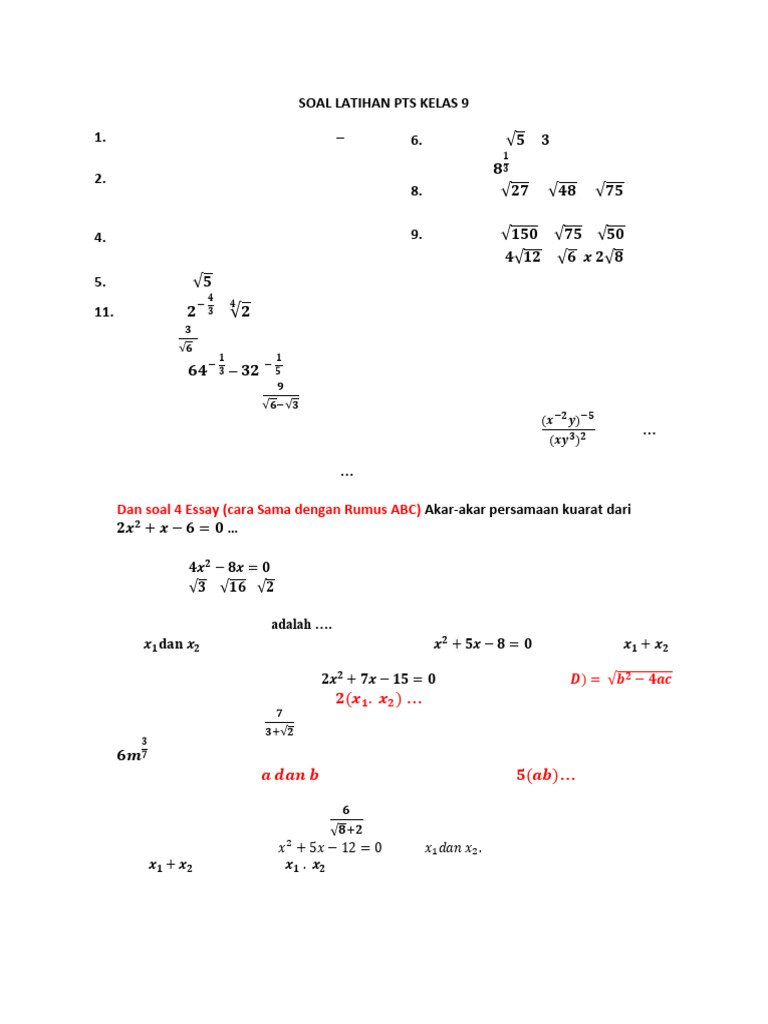 Soal Latihan Pts Kelas 9 | PDF
