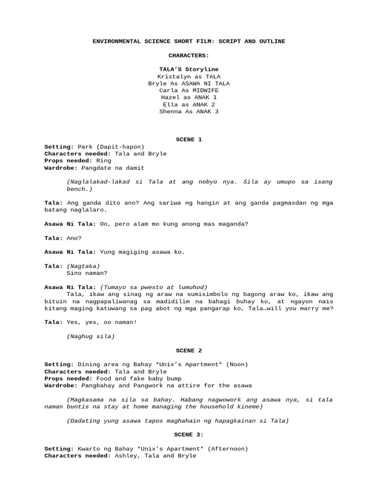 Environmental Science Short Film - Script and Outline | PDF