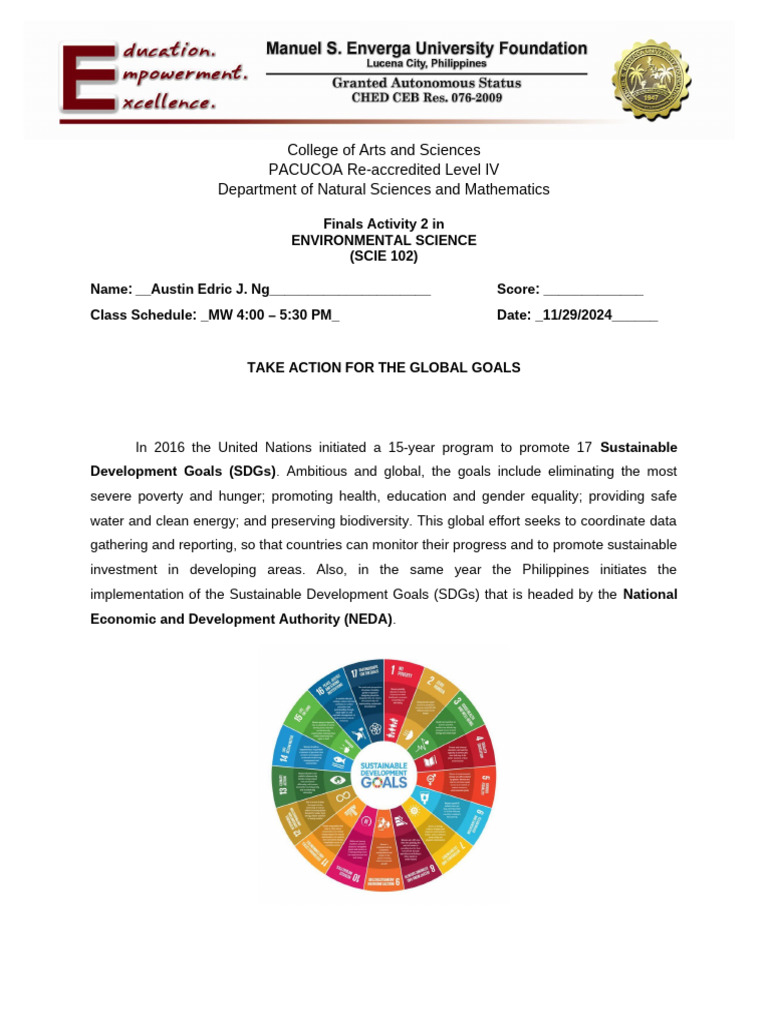 SCIE102-Finals Activity 2(2) | PDF | Sustainability | Sustainable Development