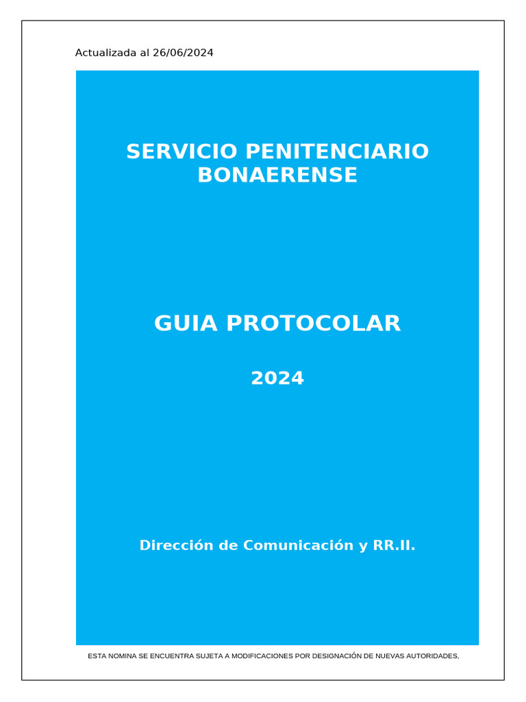 Guía Protocolar Servicio Penitenciario 2024 | PDF