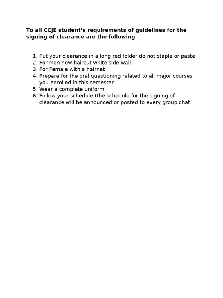 CCJE Clearance Signing Guidelines | PDF