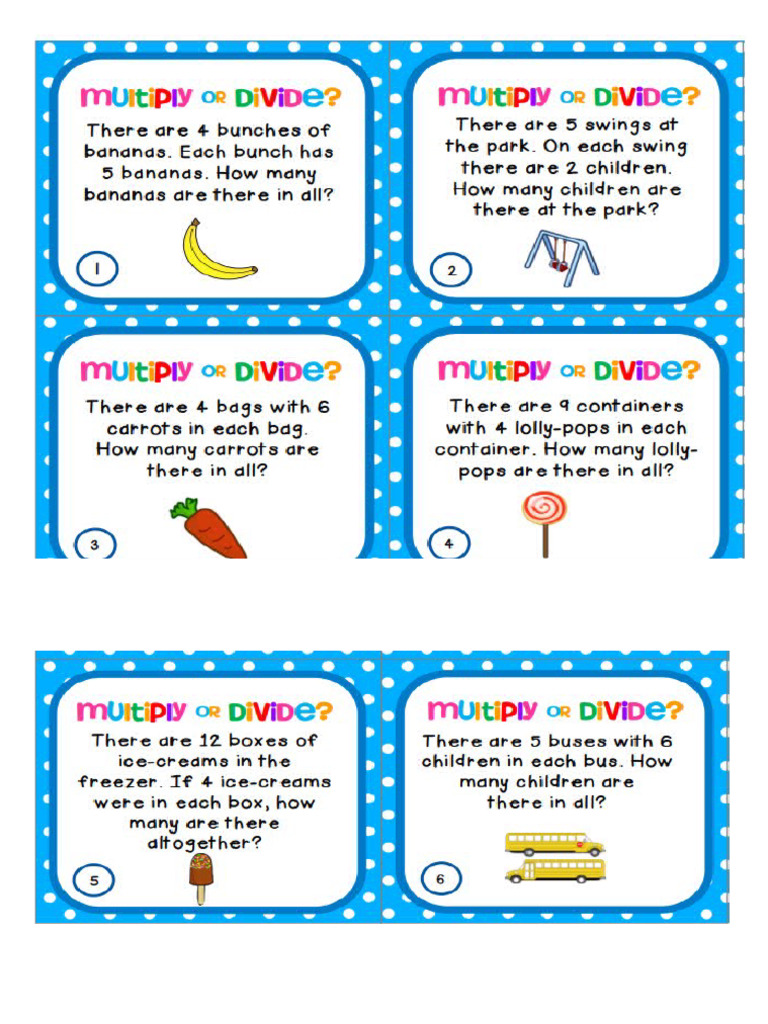 Multiplication and Division task cards | PDF