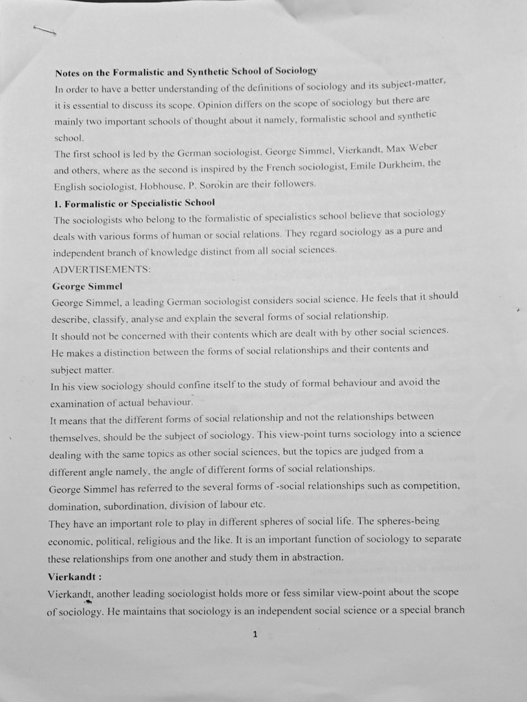 Sociology Unit 1 Material | PDF