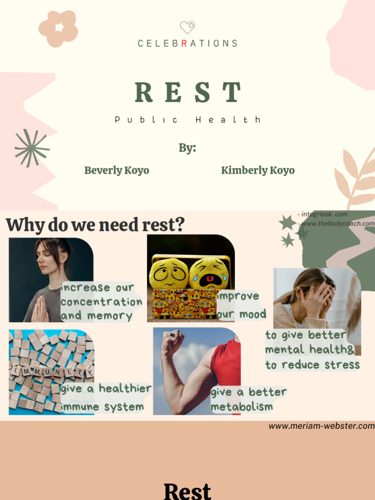 Rest Presentation by Bev Koyo & Kim Koyo Public Health | PDF | Sleep ...