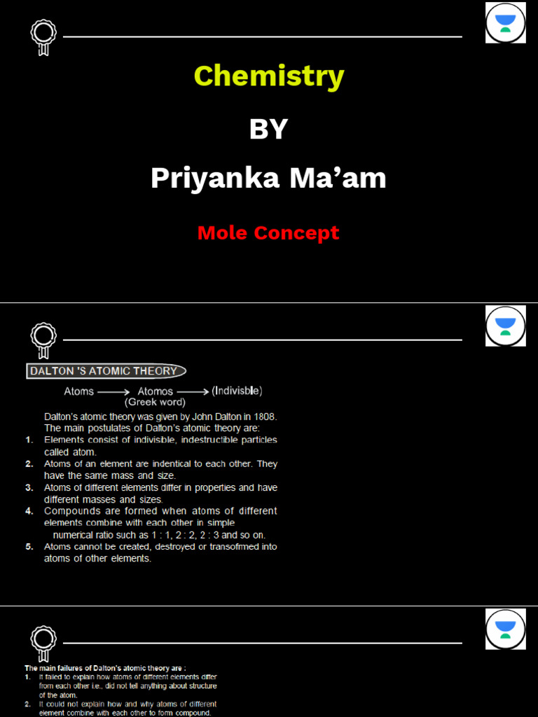 Mole Concept - Notes (In The Form of A PPT) by Unacademy | PDF
