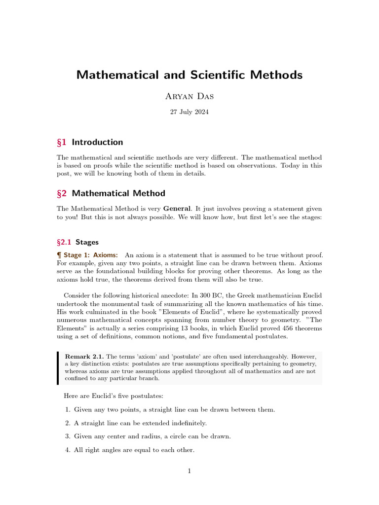 Mathematical & Scientific Methods | PDF | Theorem | Axiom