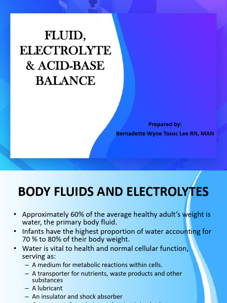 4i Fluid, Electrolyte - Acid-Base Balance | PDF | Homeostasis ...