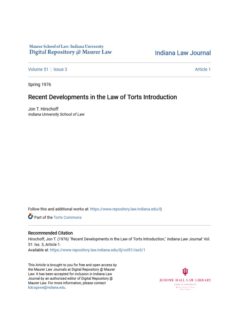 Recent Developments in Tort Law | PDF | Damages | Negligence