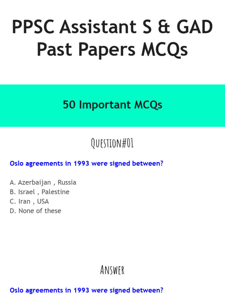PPSC Assistant S&GAD Past Papers MCQs (Test Data 22) | PDF | Pakistan ...