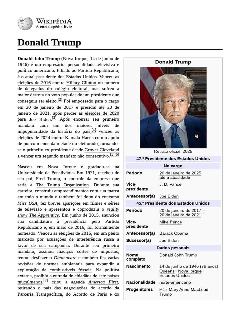 Donald Trump: Biografia e Mandatos | PDF | Donald Trump | Governo Americano