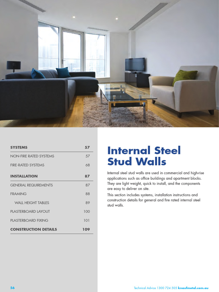 Knauf Blueprint Chapter 3.1.1 Internal Steel Stud Walls English | PDF | Drywall | Materials