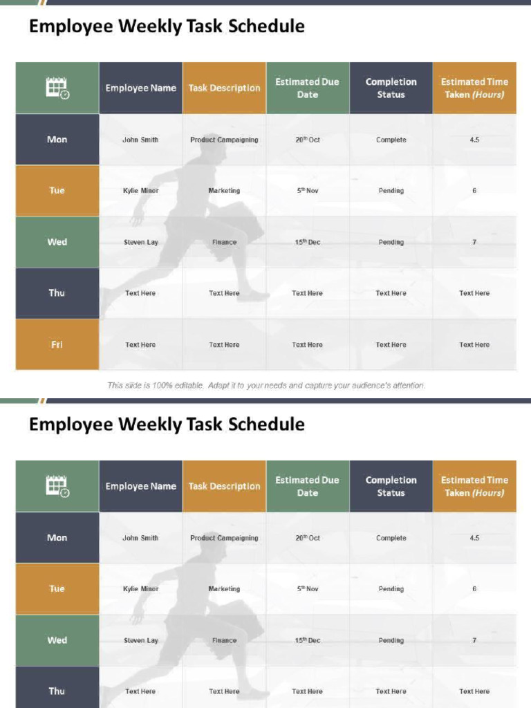 Employee Weekly Task Schedule PPT Styles Example Introduction ...