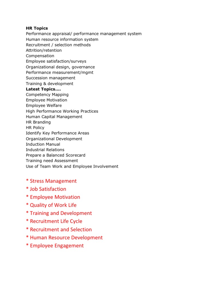 HR Project Titles | PDF