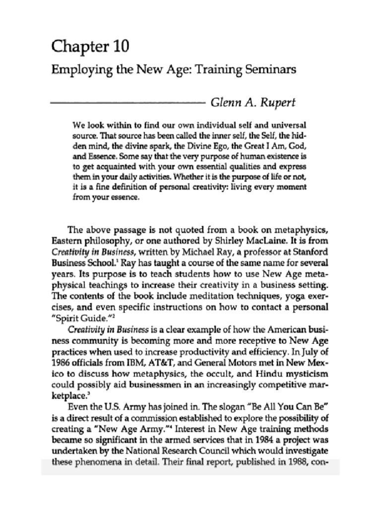 Rupert 1992 Employing The New Age Training Seminars #2 | PDF