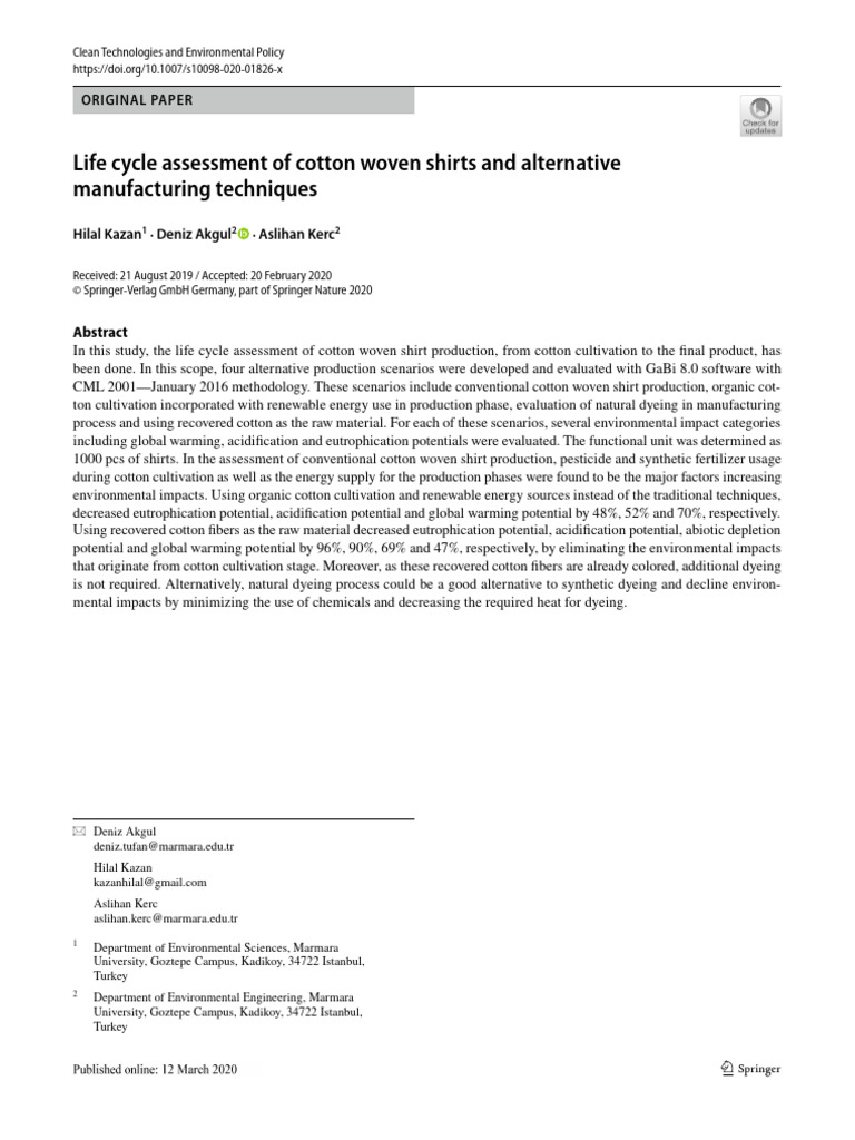Cotton Shirt Life Cycle Assessment | PDF | Textiles | Cotton