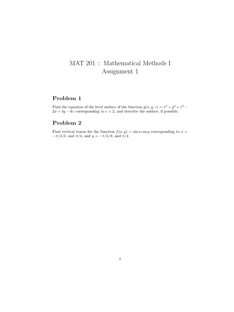 MAT 201 Assignment 01 | PDF