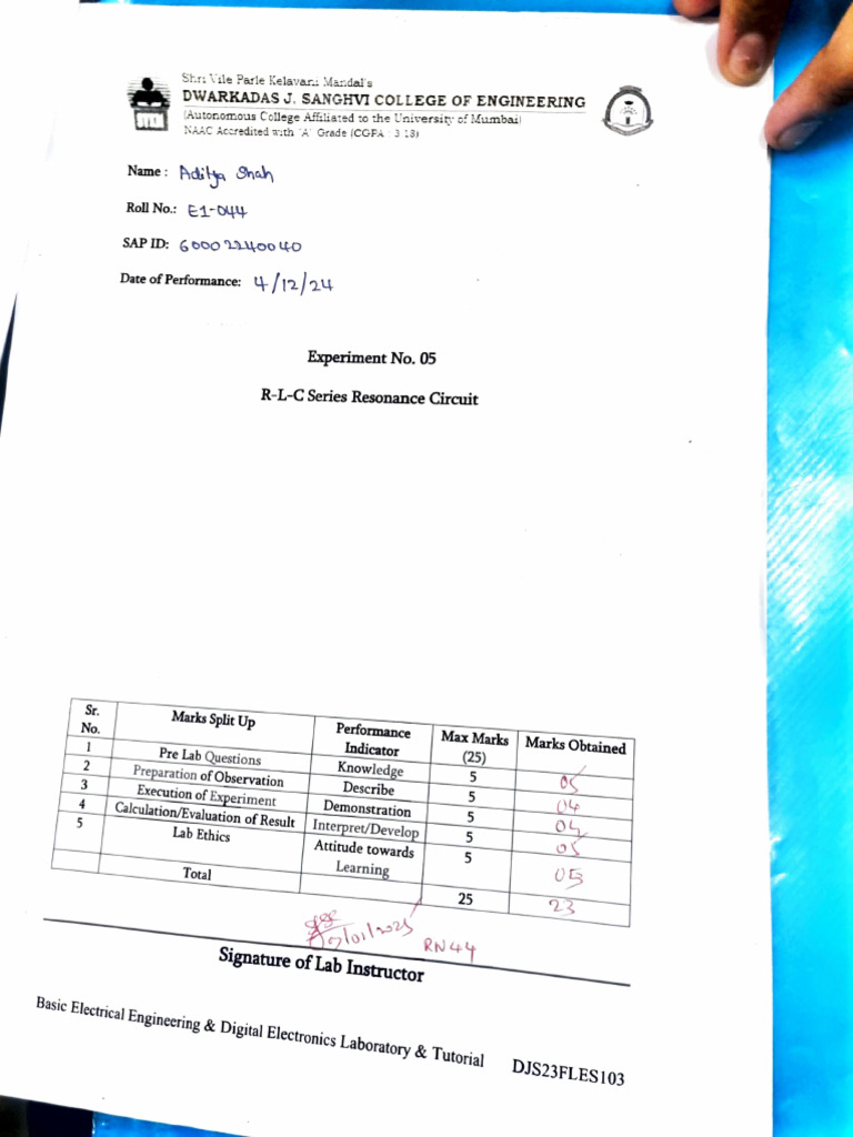Bee Exp 5 | PDF | Electrical Impedance | Resonance
