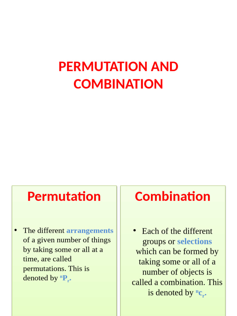 Permutation and Combination | PDF | Arithmetic | Number Theory