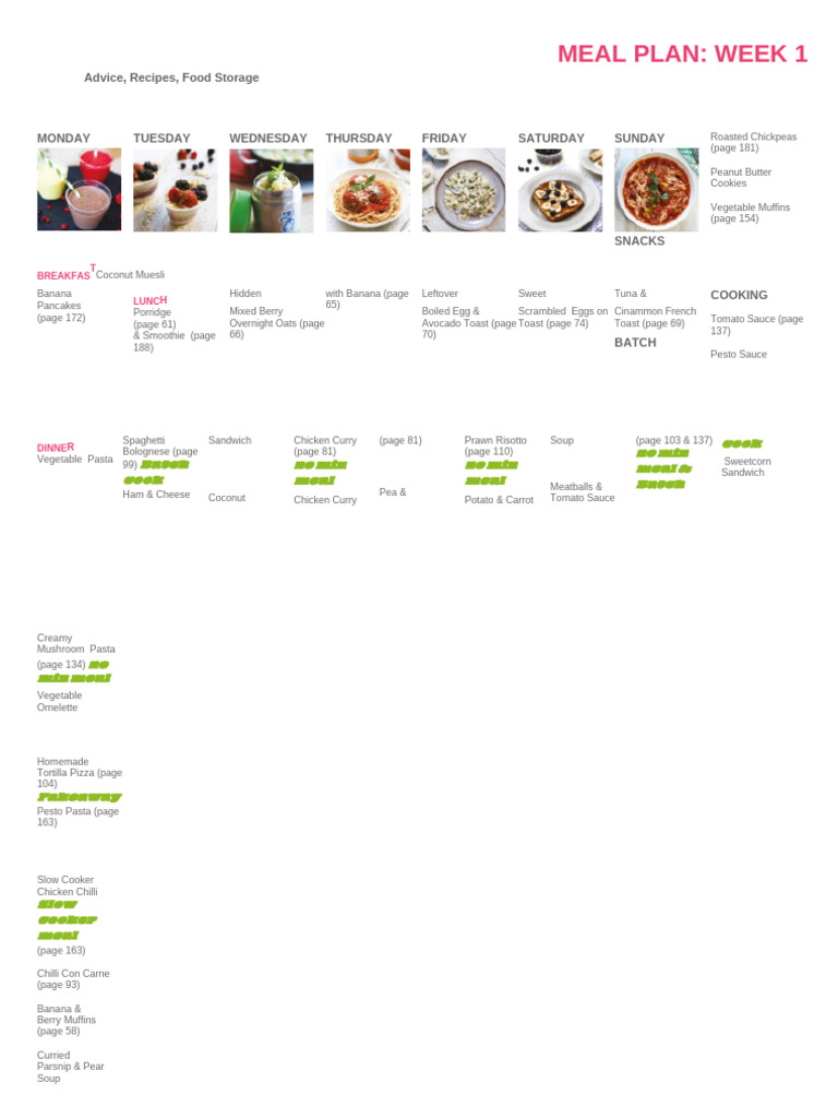 4_Week_Meal_Planner_2020.01 | PDF | Meal | Pasta
