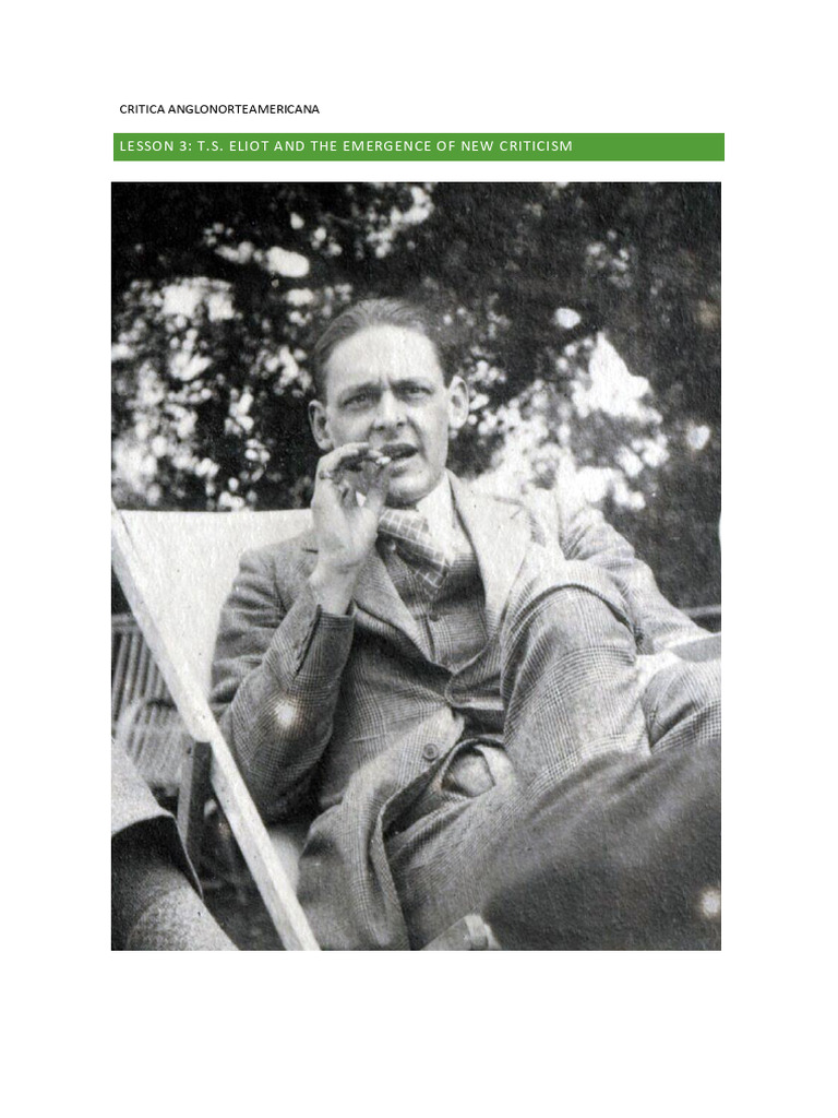 LESSON 3 apuntes | PDF | T. S. Eliot | Poetry