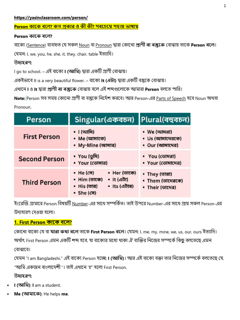 Full Lesson of Person | PDF
