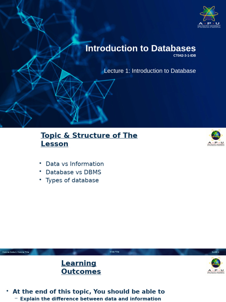CT042-3-1-IDB-Lecture 1 | PDF | Databases | Information Retrieval