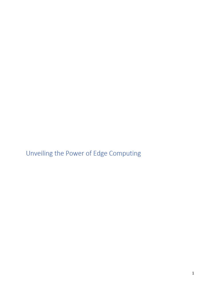 Unveiling The Power of Edge Computing | PDF | Internet Of Things | Cloud Computing