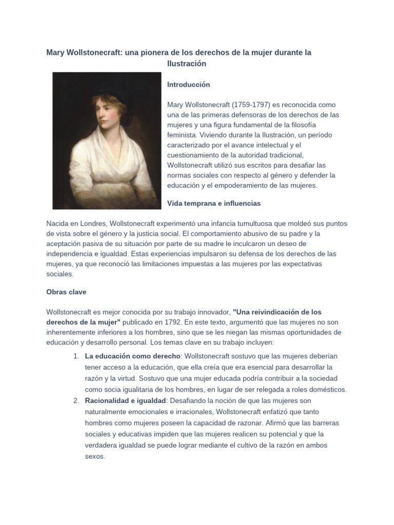 Spanish Copy of Mary Wollstonecraft Reading | PDF | Mary Wollstonecraft ...