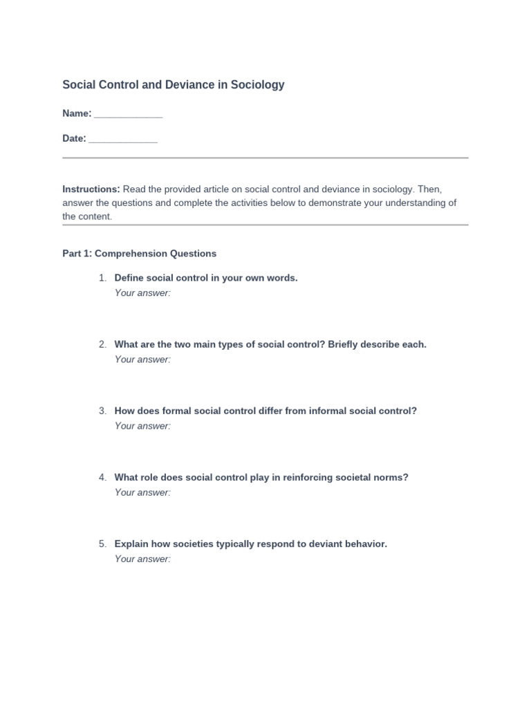 Understanding Social Control and Deviance | PDF | Deviance (Sociology ...