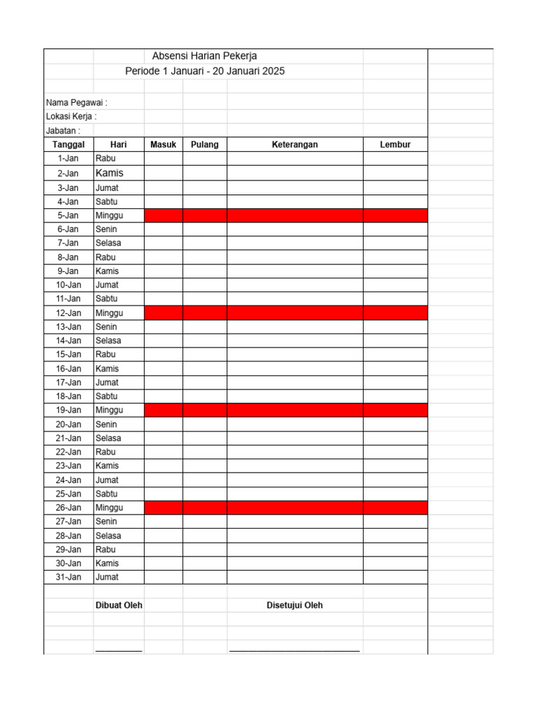 Absensi Harian Kerja | PDF